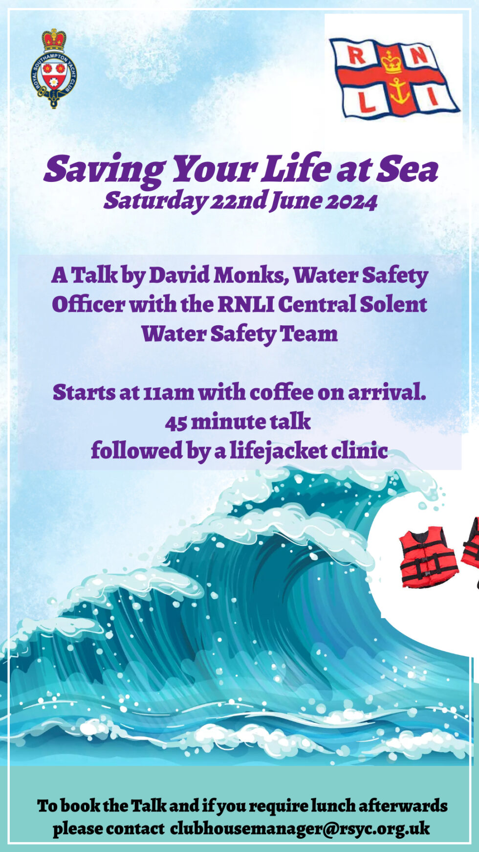 Talk - Saving Your Life at Sea - Royal Southampton Yacht Club